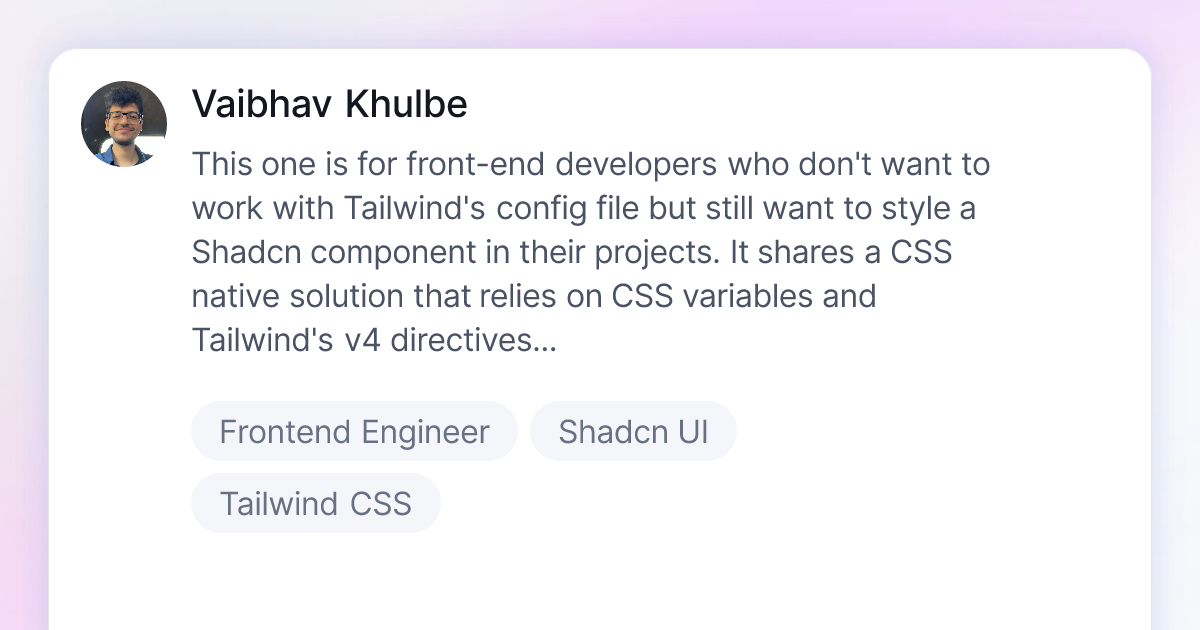 CSS Native Styling for Shadcn Components: Tailwind v4 Guide CSS Native Styling for Shadcn Components: Tailwind v4 Guide