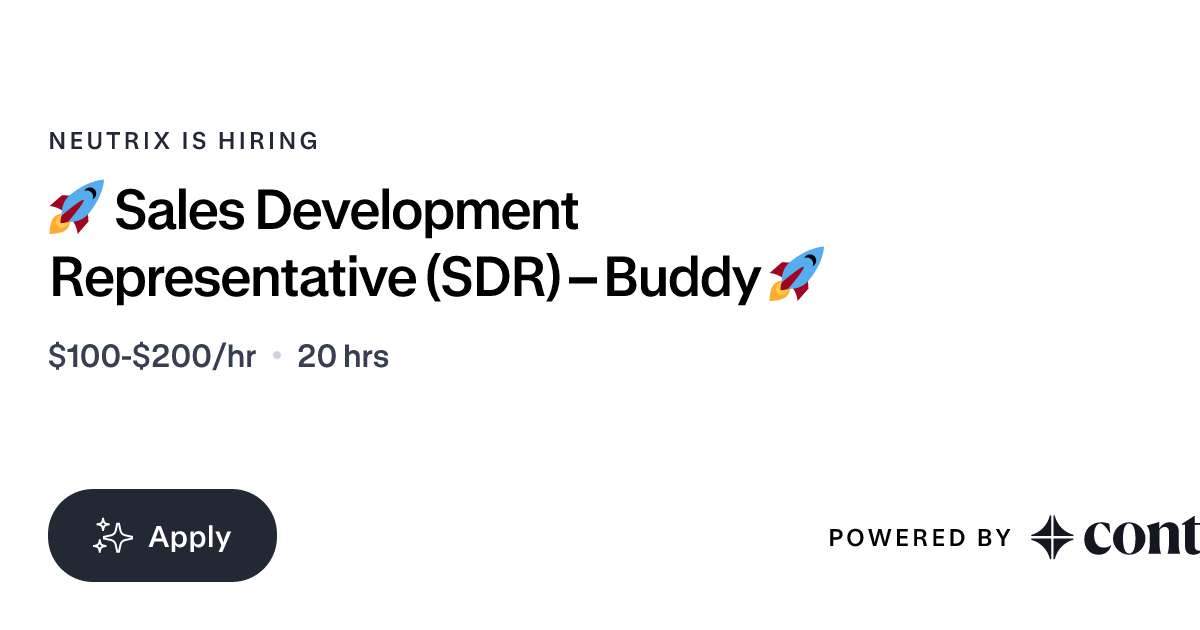 🚀 Sales Development Representative (SDR) – Buddy 🚀