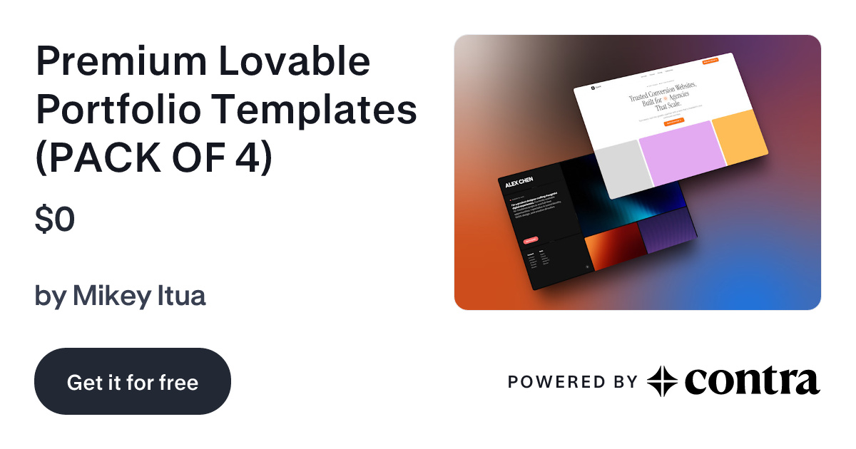 Premium Lovable Portfolio Templates (PACK OF 4) by Mikey Itua