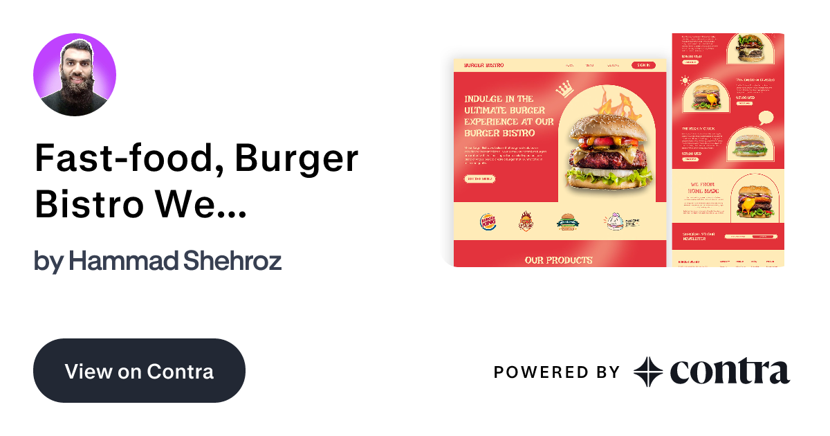 Fast-food, Burger Bistro Web design Ui design/Figma by Hammad Shehroz