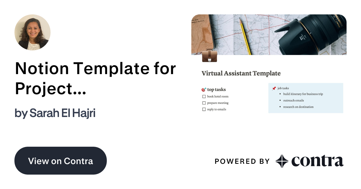 Notion Template for Project Management and Virtual Assistant by Sarah El Hajri
