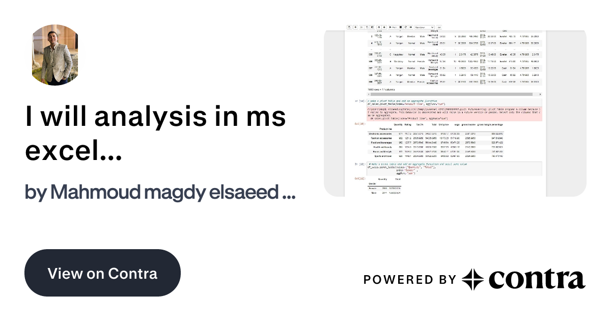 I will analysis in ms excel and python and powerbi by Mahmoud magdy ...