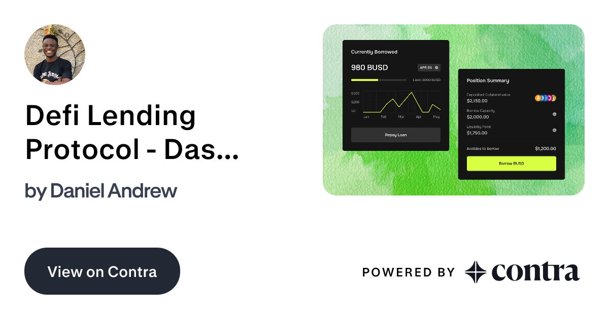 Defi Lending Protocol - Dashboard & Widgets by Daniel Andrew