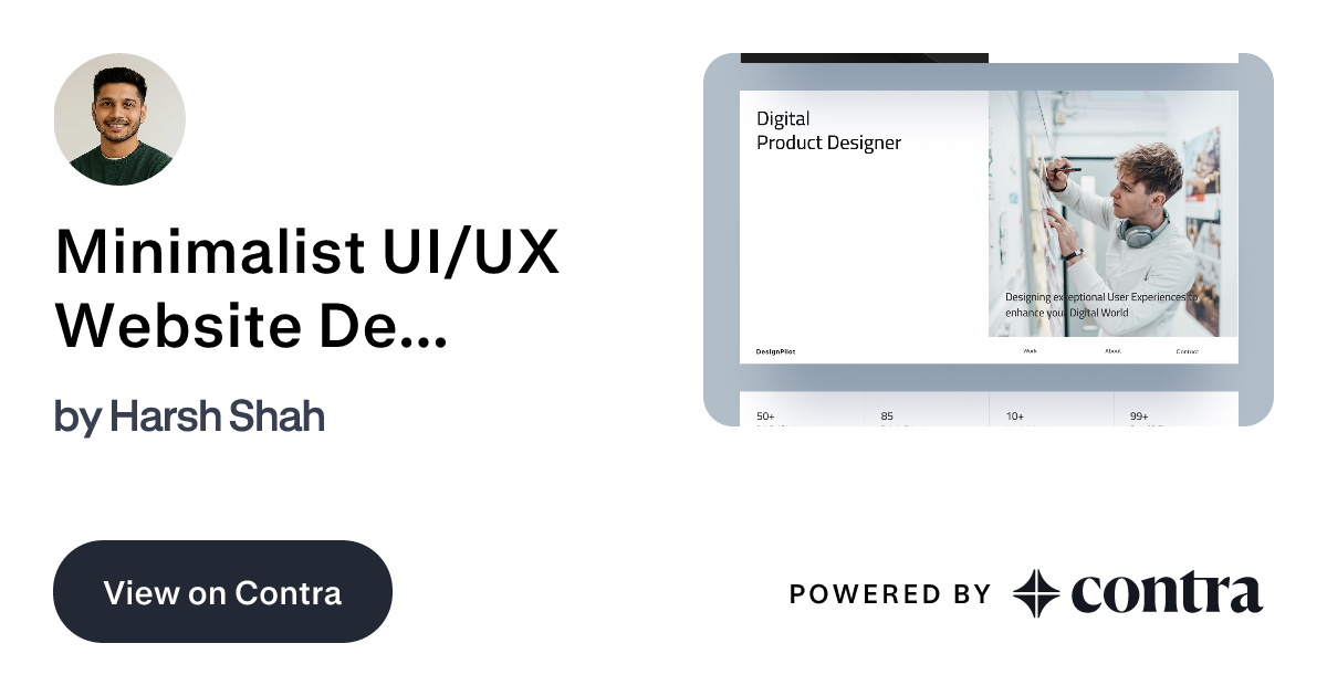 Minimalist UI/UX Website Design for Portfolios by Harsh Shah