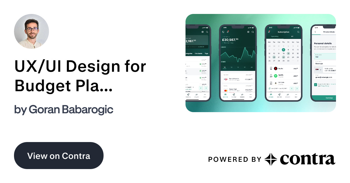 UX/UI Design for Budget Planner Finance App by Goran Babarogic