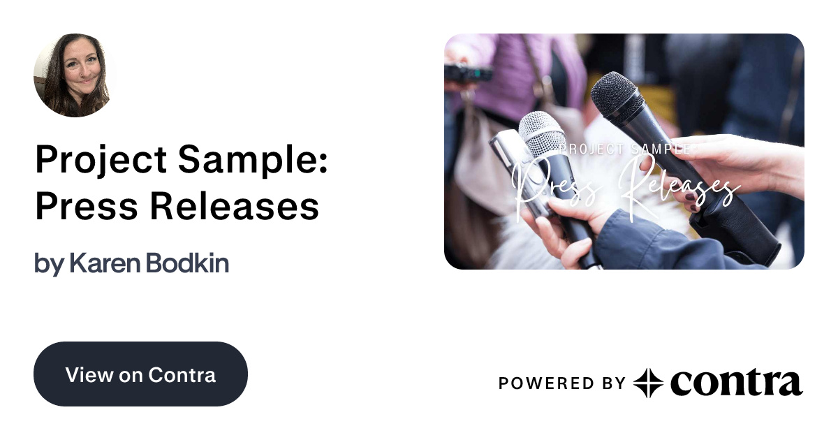 Project Sample: Press Releases by Karen Bodkin