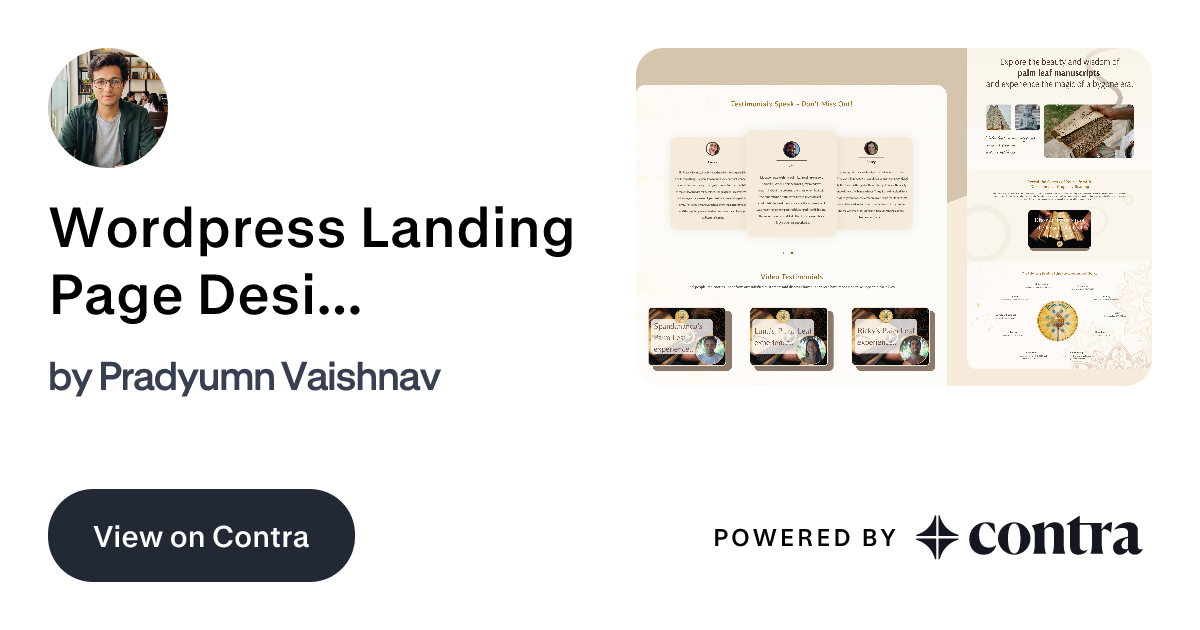 Wordpress Landing Page Design & Development - Palm Leaf Library by Pradyumn Vaishnav