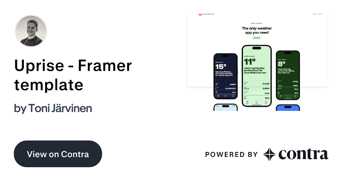 Uprise - Framer template by Toni Järvinen