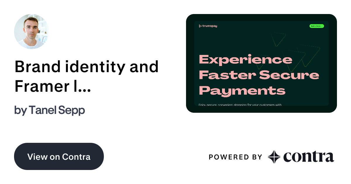 Brand identity and Framer landing page for a fin-tech startup by Tanel Sepp