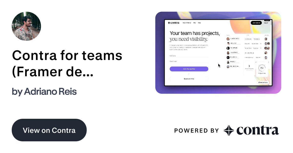 Contra for teams (Framer development) by Adriano Reis