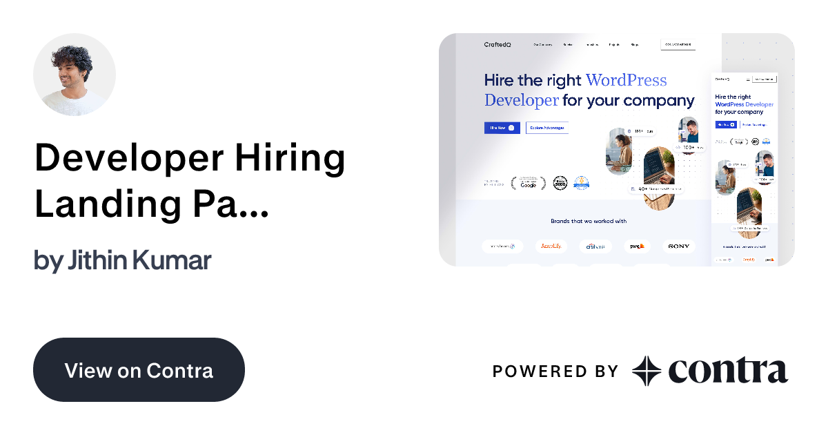 Developer Hiring Landing Page Design by Jithin Kumar