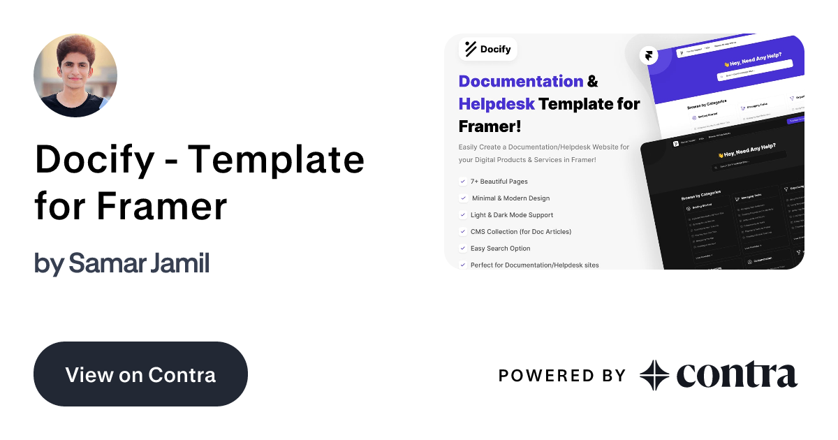 Docify - Template for Framer by Samar Jamil