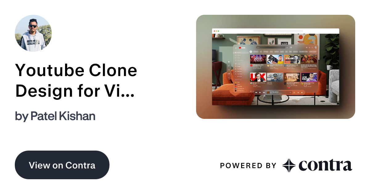 Youtube Clone Design for Vision Pro Users by Patel Kishan