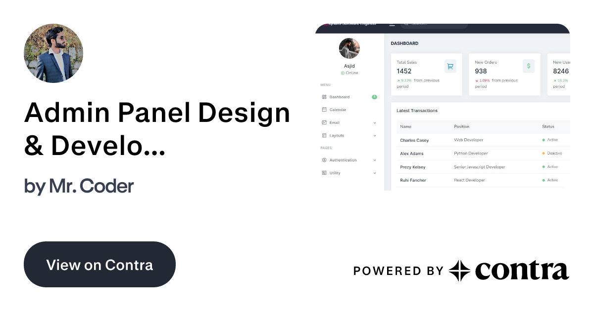 Admin Panel Design & Development by Mr. Coder