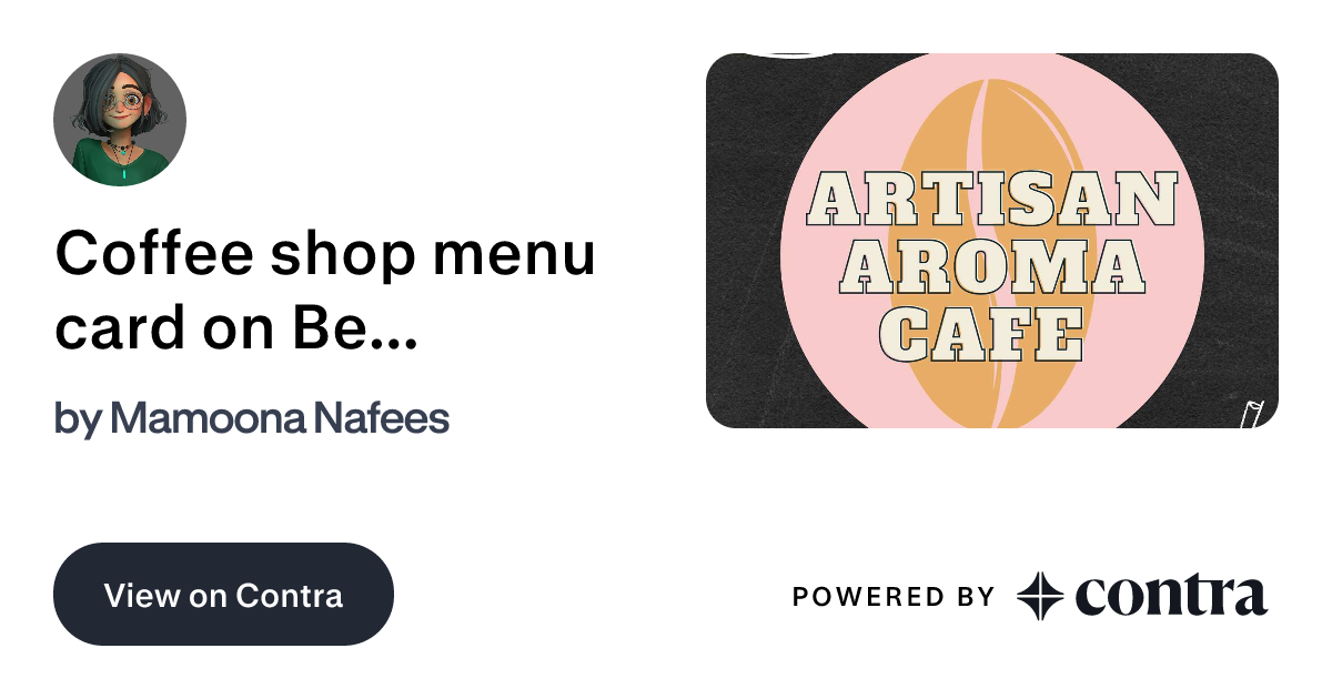 Coffee shop menu card on Behance by Mamoona Nafees