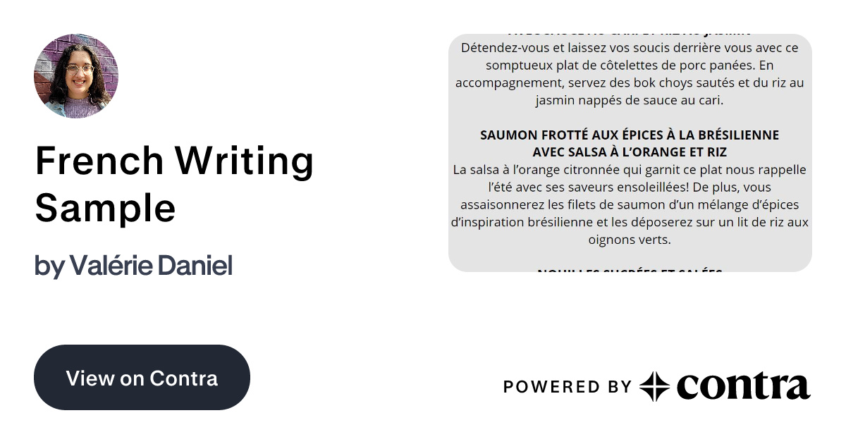 French Writing Sample by Valérie Daniel