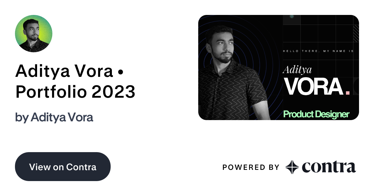Aditya Vora • Portfolio 2023 ⚡ by Aditya Vora