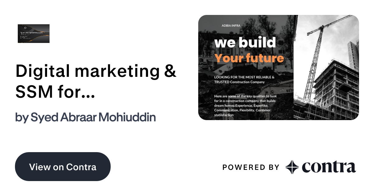 Digital marketing & SSM for Infra & Construction Company by Syed Abraar ...