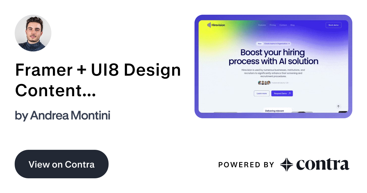 Framer + UI8 Design Content: Hirevision by Andrea Montini