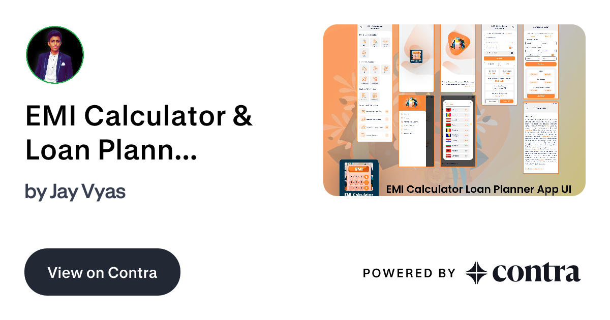 EMI Calculator & Loan Planner App UI by Jay Vyas