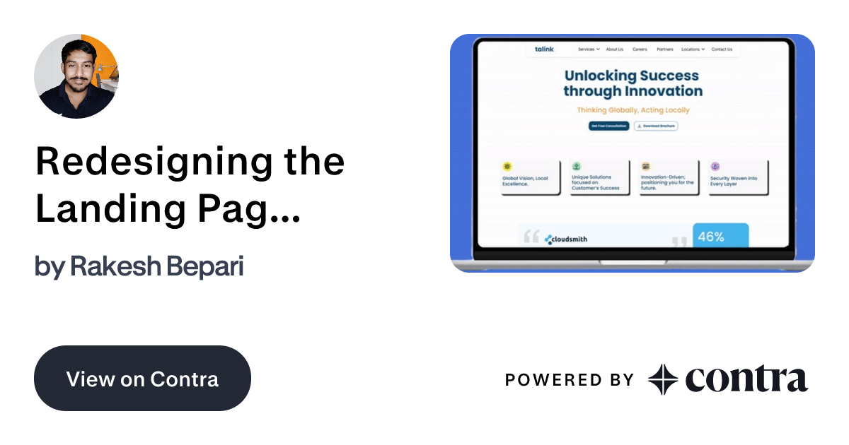Redesigning the Landing Page for Talink by Rakesh Bepari