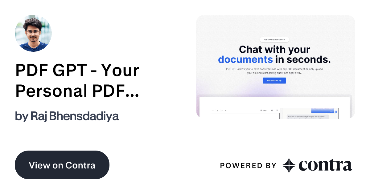 PDF GPT - Your Personal PDF Assistant by Raj Bhensdadiya