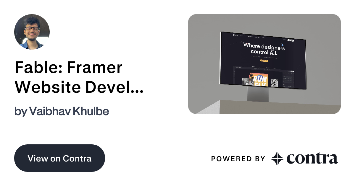 Fable: Framer Website Development by Vaibhav Khulbe