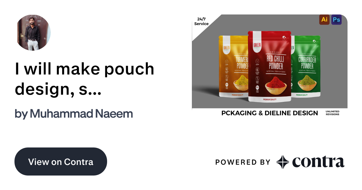 I will make pouch design, supplement label design, jar label by Muhammad Naeem