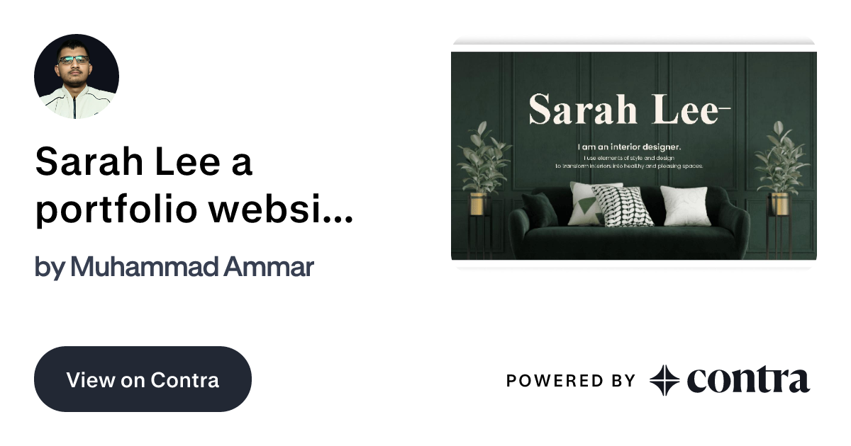 Sarah Lee a portfolio website for an interior designer by Muhammad Ammar