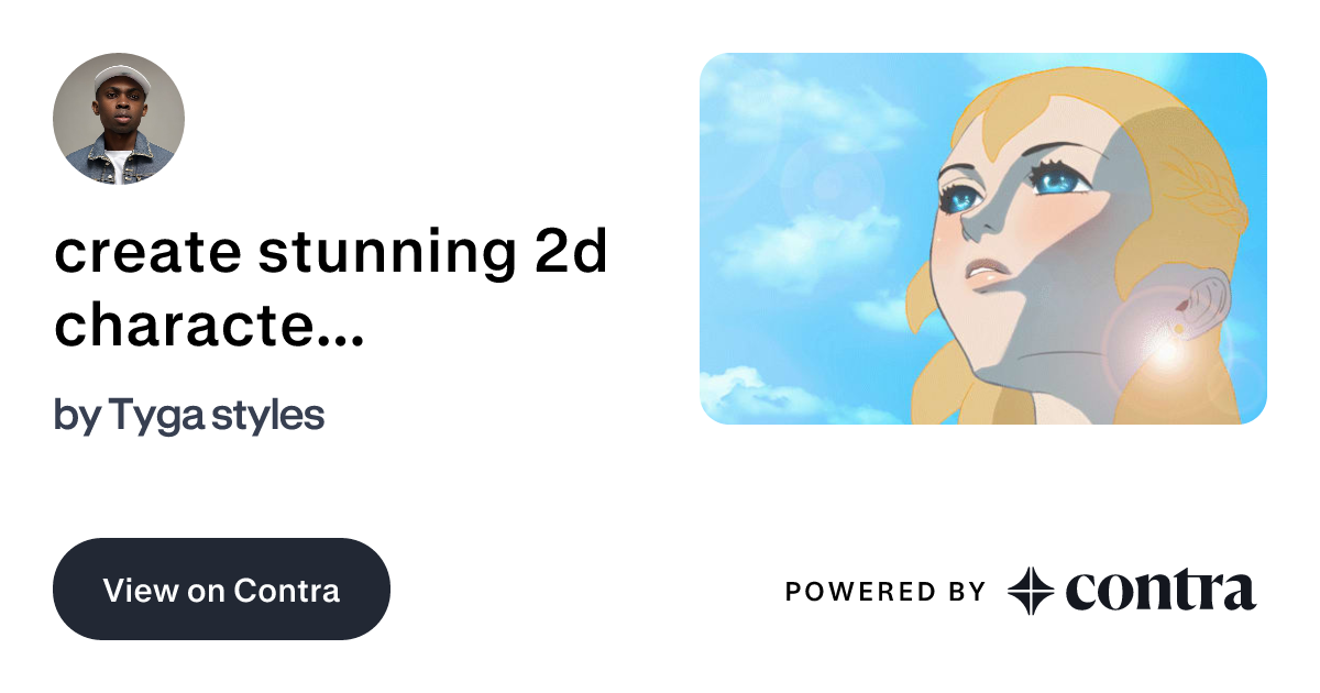create stunning 2d character designs, 2d character animation by Tyga styles