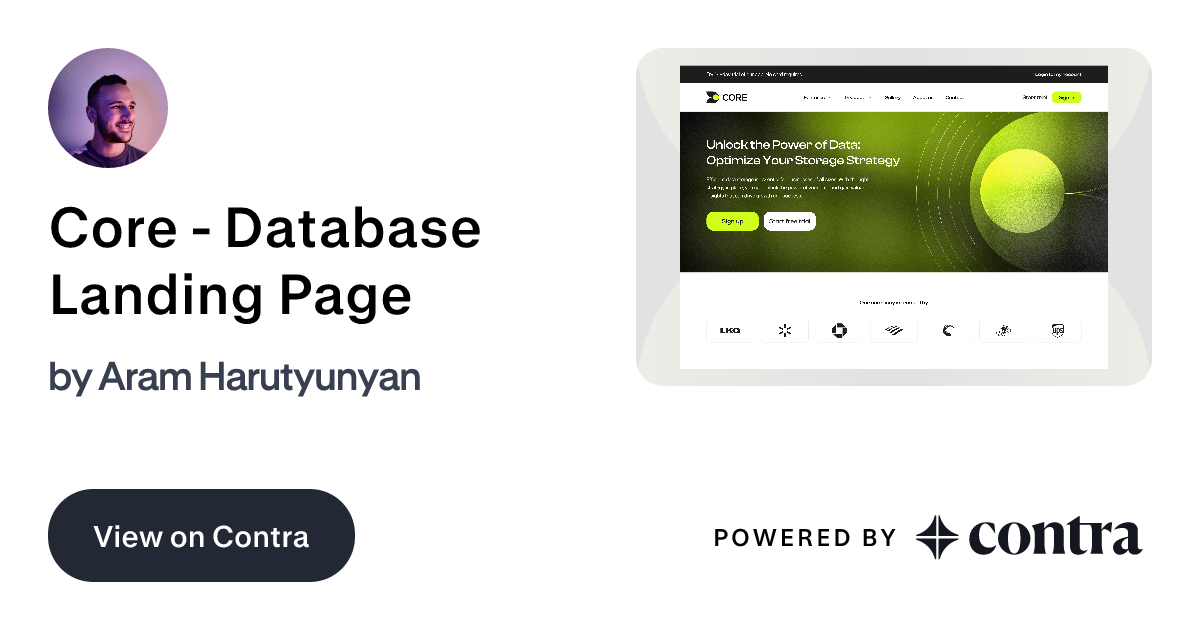 Core - Database Landing Page by Aram Harutyunyan
