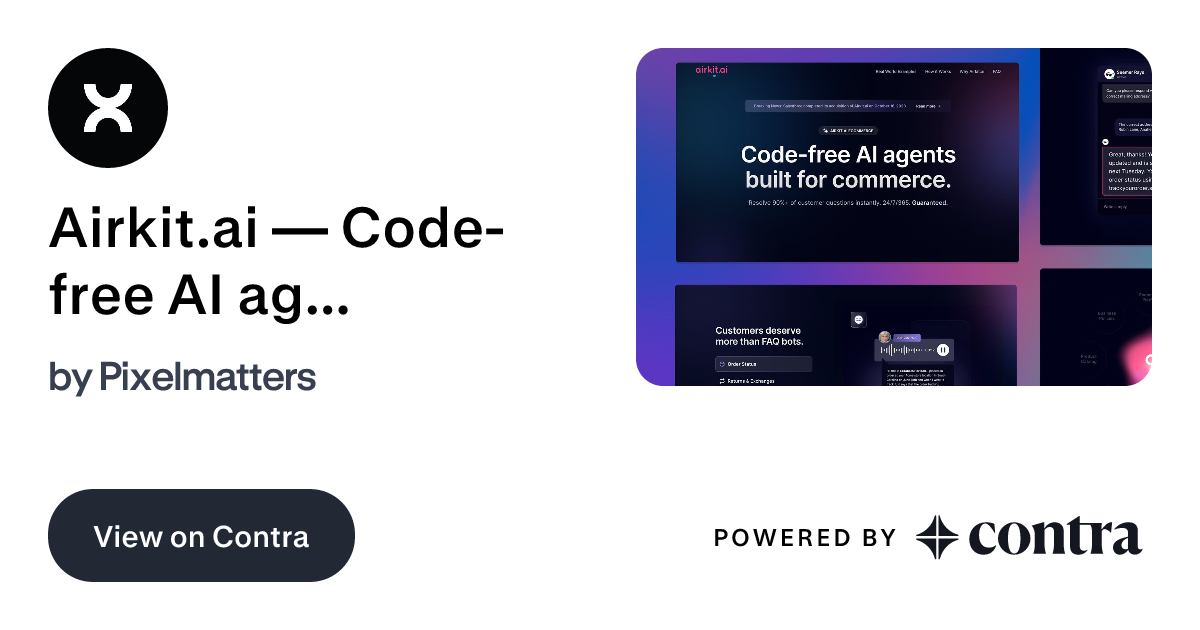 Airkit.ai — Code-free AI agents built for commerce by Pixelmatters