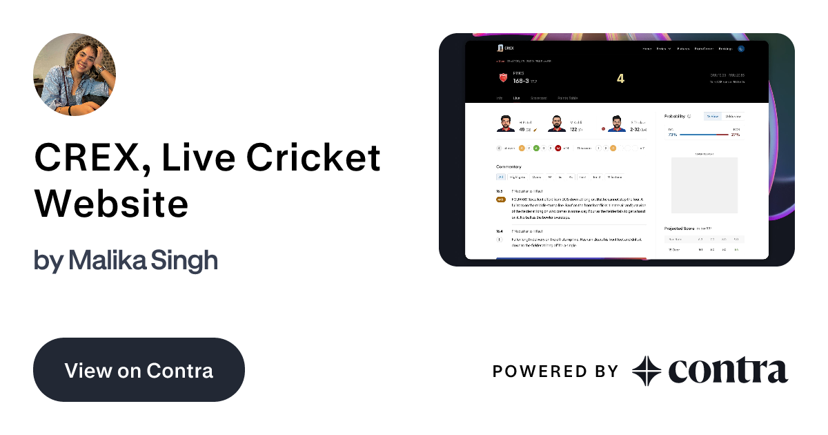 CREX, Live Cricket Website by Malika Singh