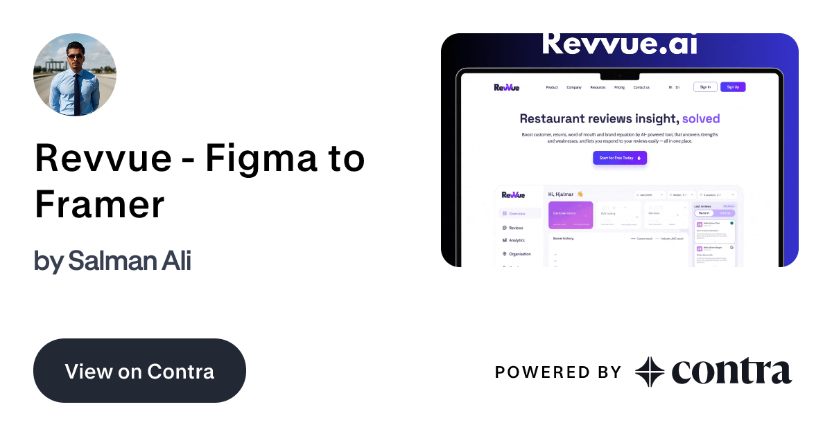 Revvue - Figma to Framer by Salman Ali