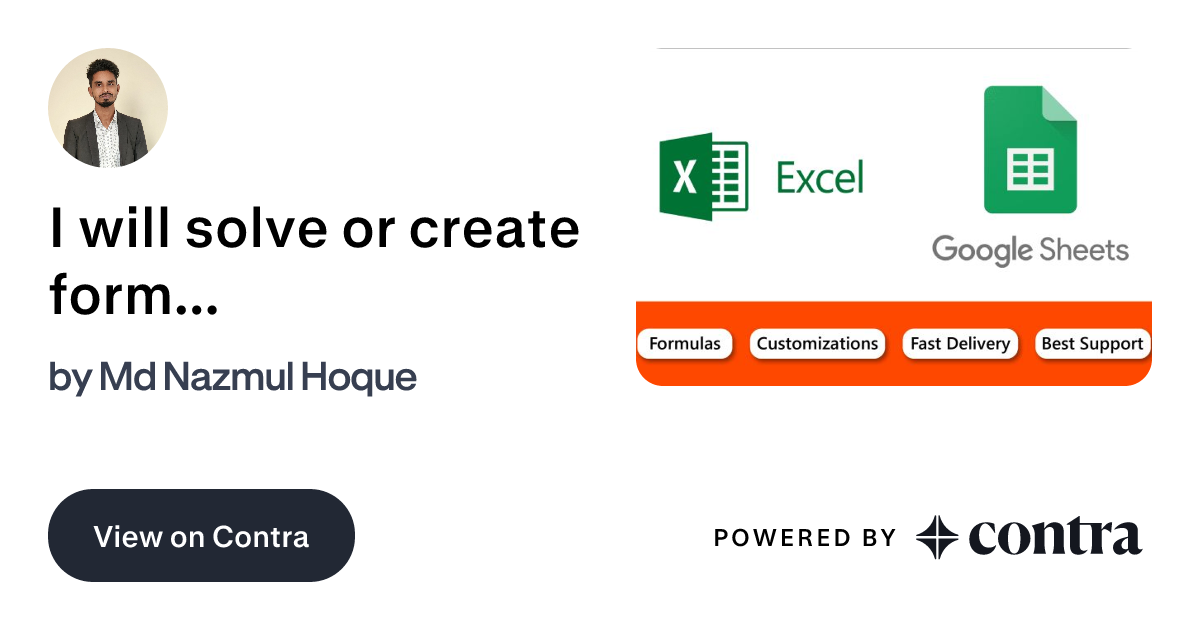 I will solve or create formulas for ms excel and google sheets by Md ...