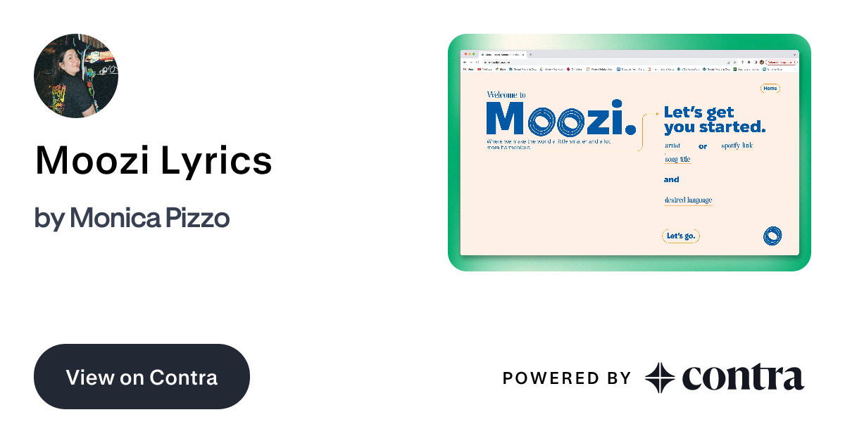 Moozi Lyrics by Monica Pizzo