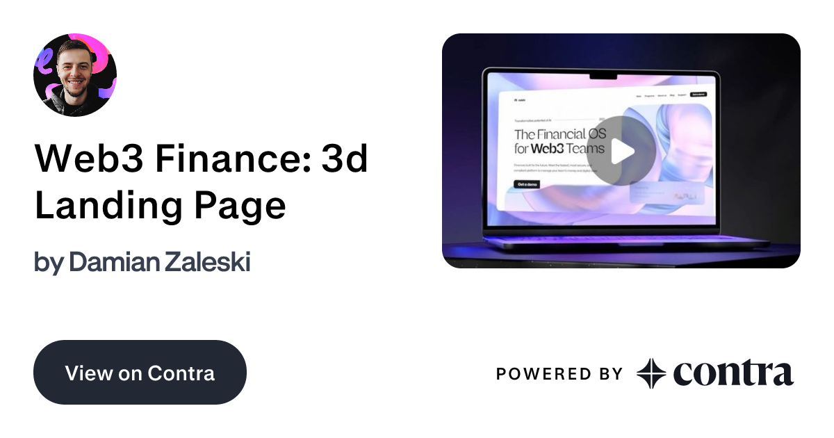 Web3 Finance: 3d Landing Page by Damian Zaleski