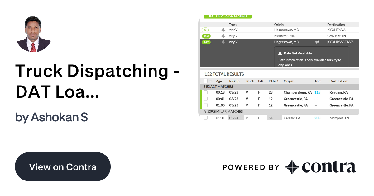 Truck Dispatching - DAT Load boards by Ashokan Subramani