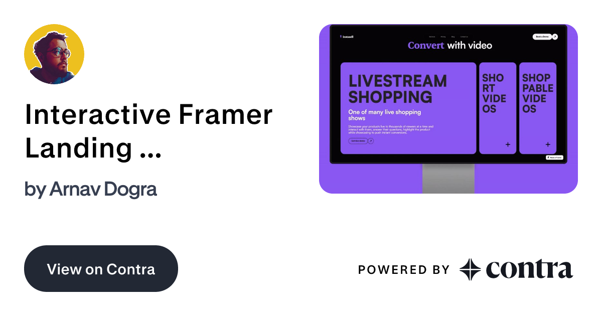 Interactive Framer Landing Page by Arnav Dogra