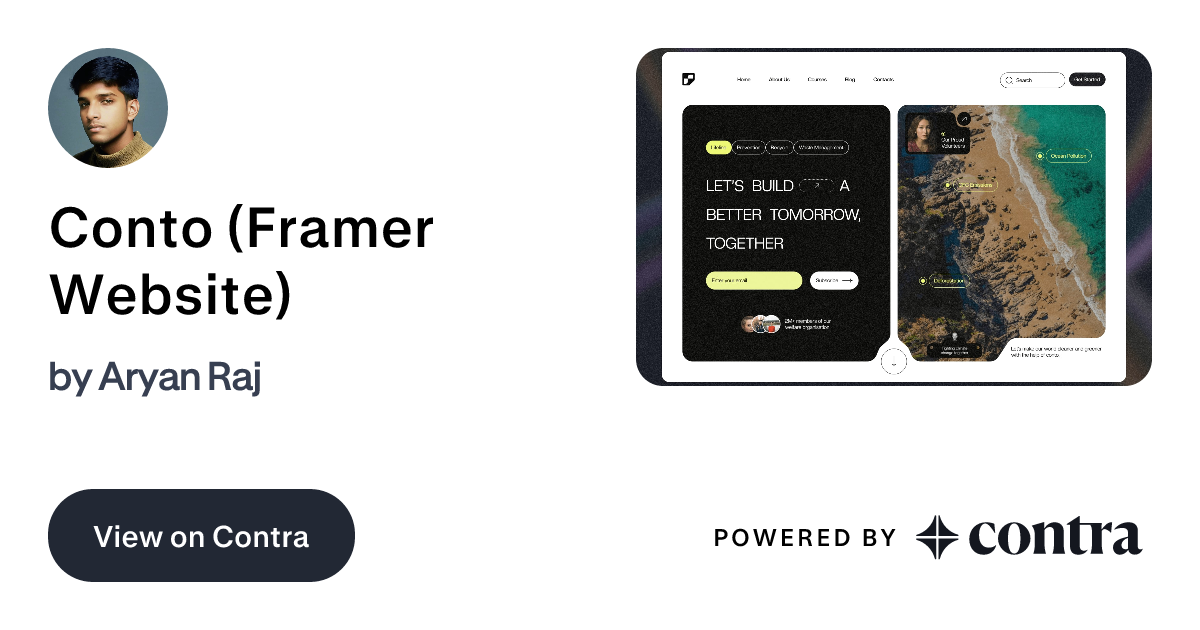 Conto (Framer Website) by Aryan Raj