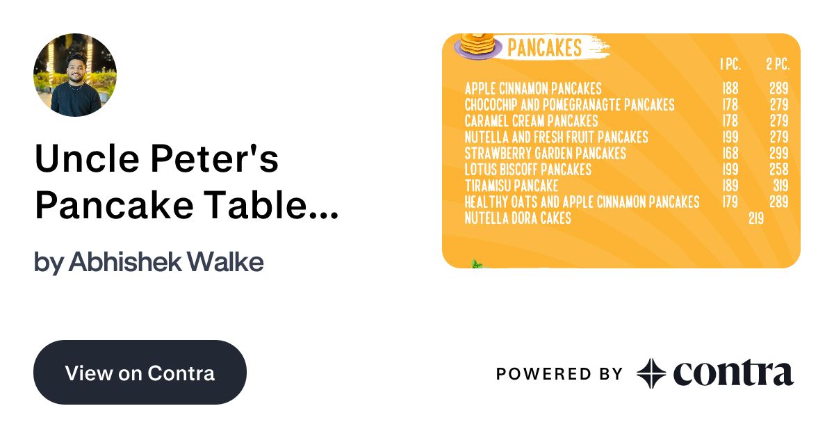 Uncle Peter's Pancake Table Tent card :: Behance by Abhishek Walke