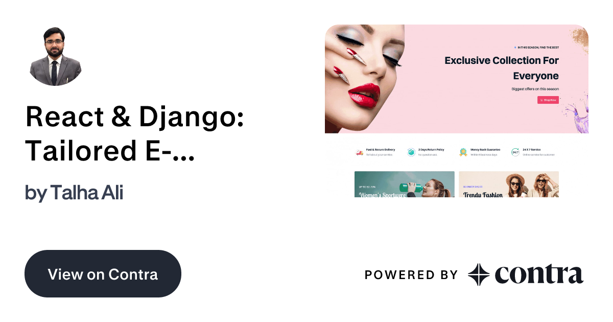 React & Django: Tailored E-commerce Site with Dashboard by Talha Ali