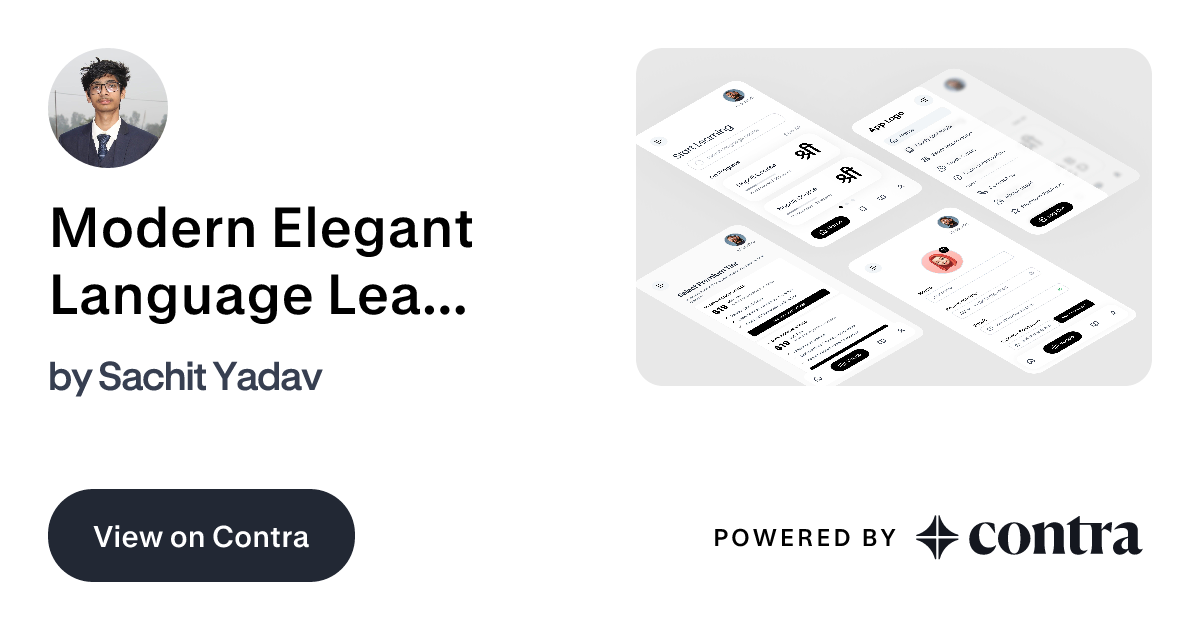 Modern Elegant Language Learning App: UI/UX Mockup by Sachit Yadav
