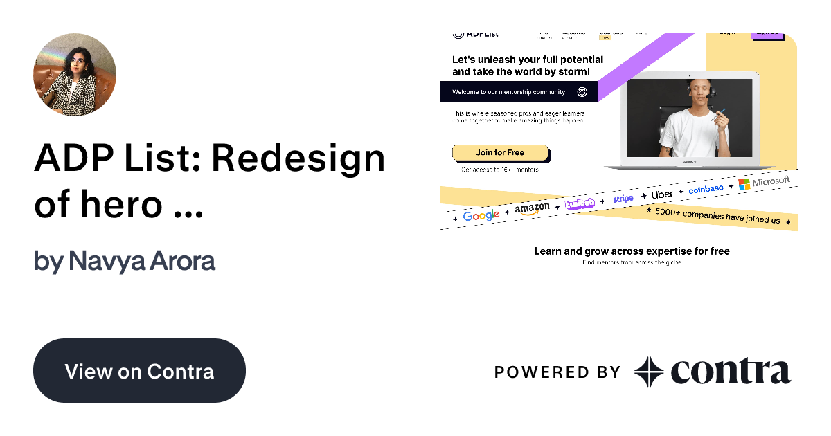 ADP List: Redesign of hero section by Navya Arora