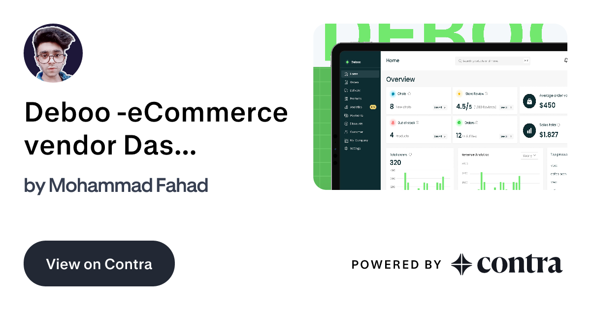 Deboo -eCommerce vendor Dashboard by Mohammad Fahad