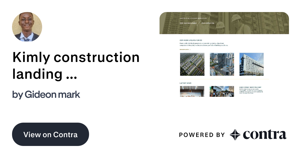 Kimly construction landing page by Gideon mark