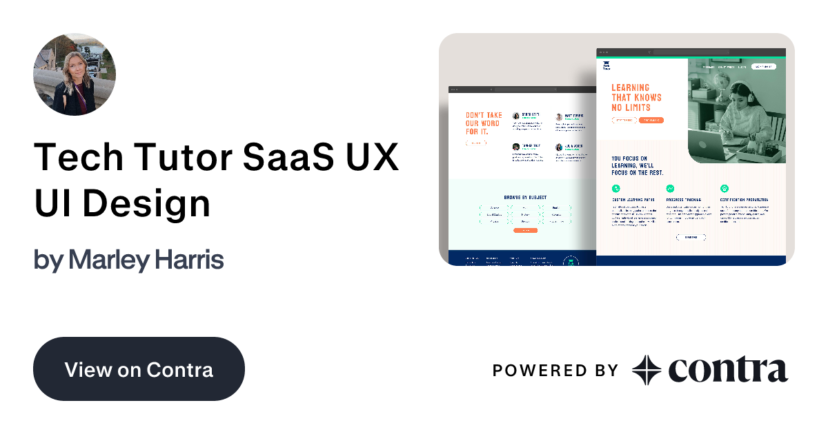 Tech Tutor SASS UX UI Design by Marley Harris