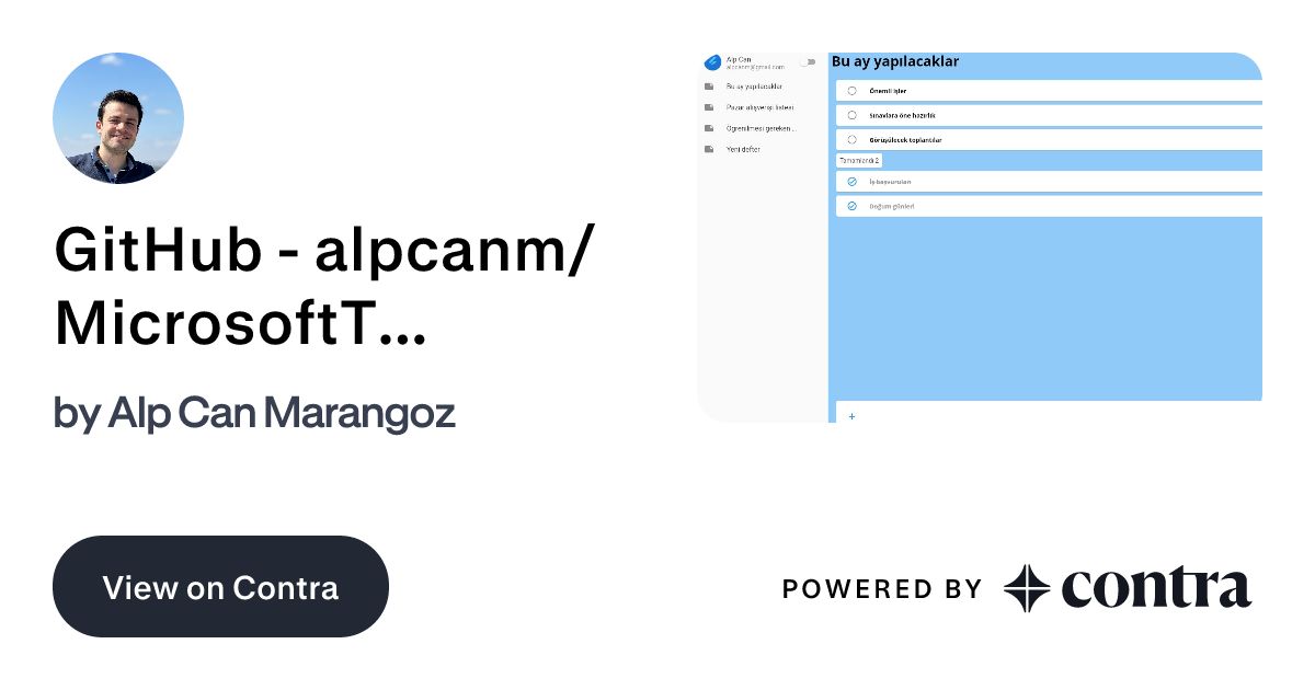GitHub - alpcanm/MicrosoftTodoClone by Alp Can Marangoz