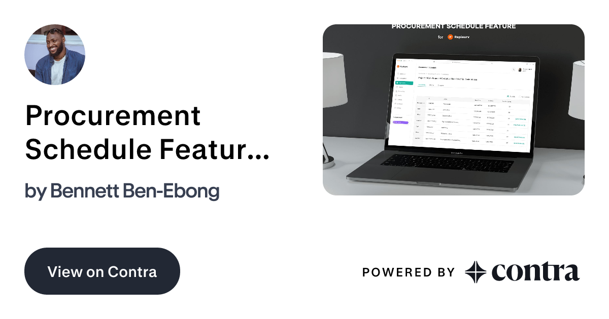 Procurement Schedule Feature:: Behance by Bennett Ben-Ebong