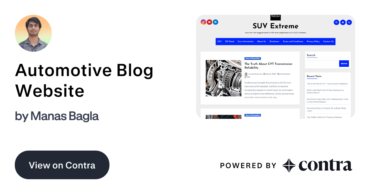 Automotive Blog Website by Manas Bagla